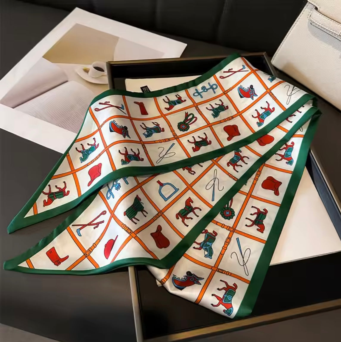 HELEN Horse Design Skinny Scarf – The Horse Den